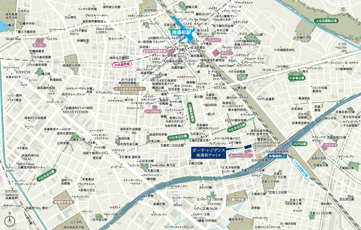 現地案内図 ｜ [公式]ガーラ・レジデンス南浦和プルミエ ｜ JR京浜東北線・武蔵野線「南浦和」駅利用 ｜ FJネクストレジデンシャルの新築 ...